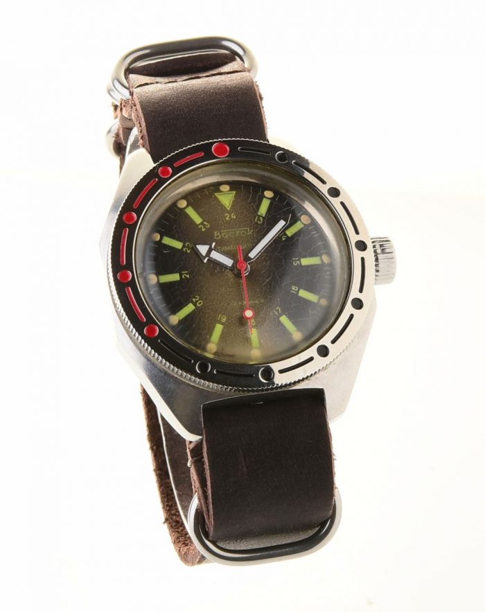Vostok Amphibia with genuine leather NATO strap! - SovietWatchStore.com