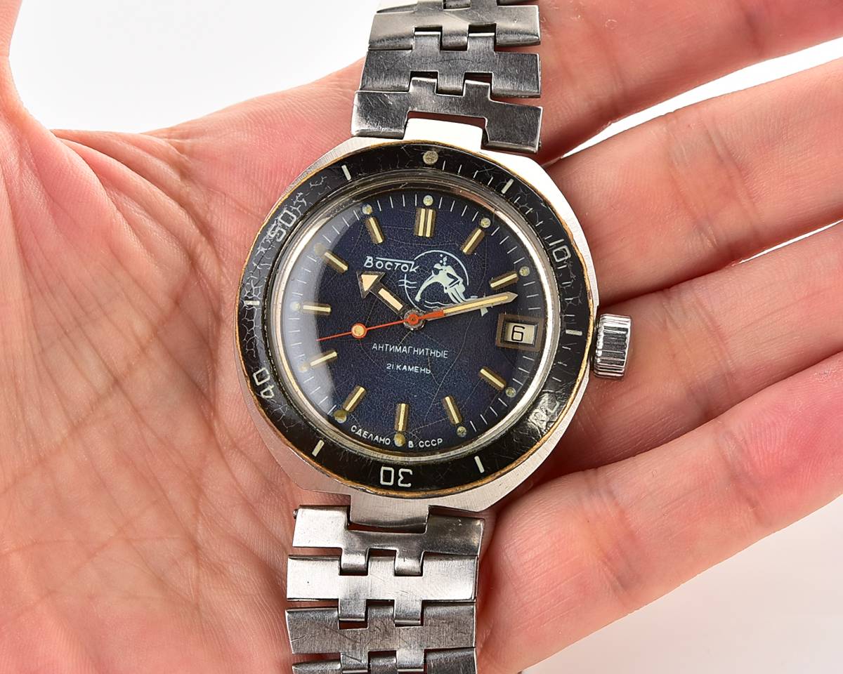 Vostok Amphibia DIVER wrist watch (Scuba Dude), with steel bracelet ...
