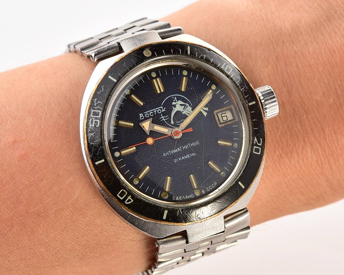 Vostok Amphibia DIVER wrist watch (Scuba Dude), with steel bracelet ...