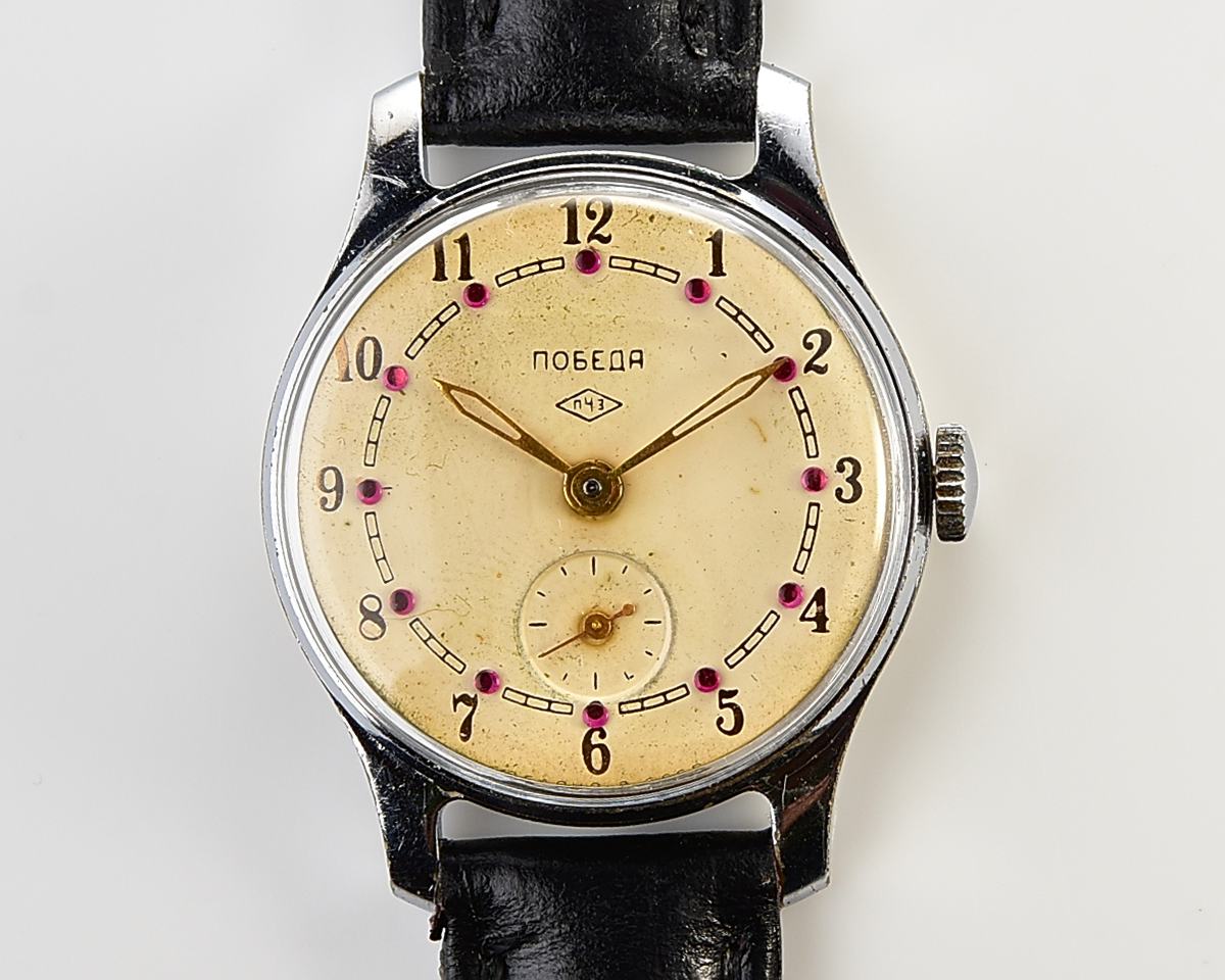 Vintage soviet mechanical POBEDA wrist watch, with ruby jewels on the ...